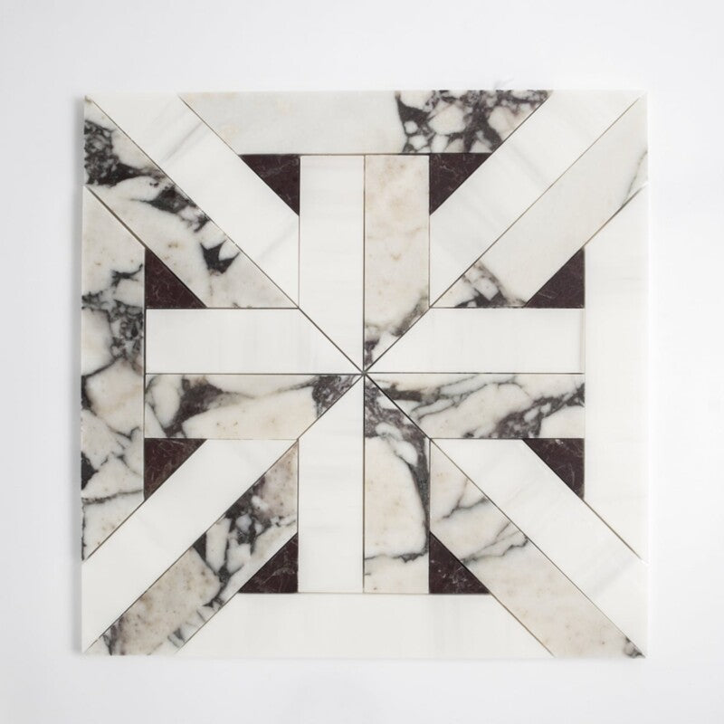 Calacatta Viola, Red Bordeaux, Snow White Honed Rubicon Marble Mosaic ...